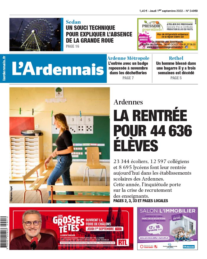 L'Ardennais N°24969 du 01 septembre 2022 à télécharger sur iPad