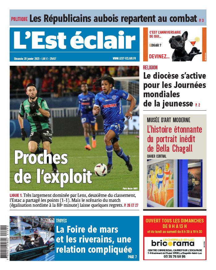 L'Est éclair N°25457 du 29 janvier 2023 à télécharger sur iPad