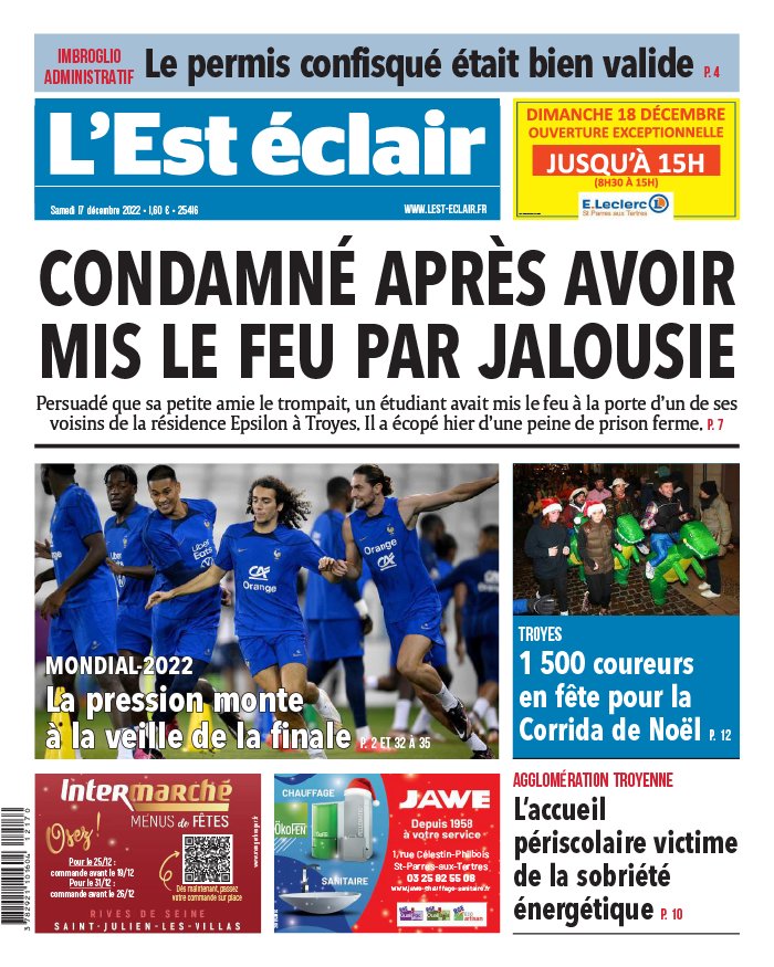 L'Est éclair N°25416 du 17 décembre 2022 à télécharger sur iPad
