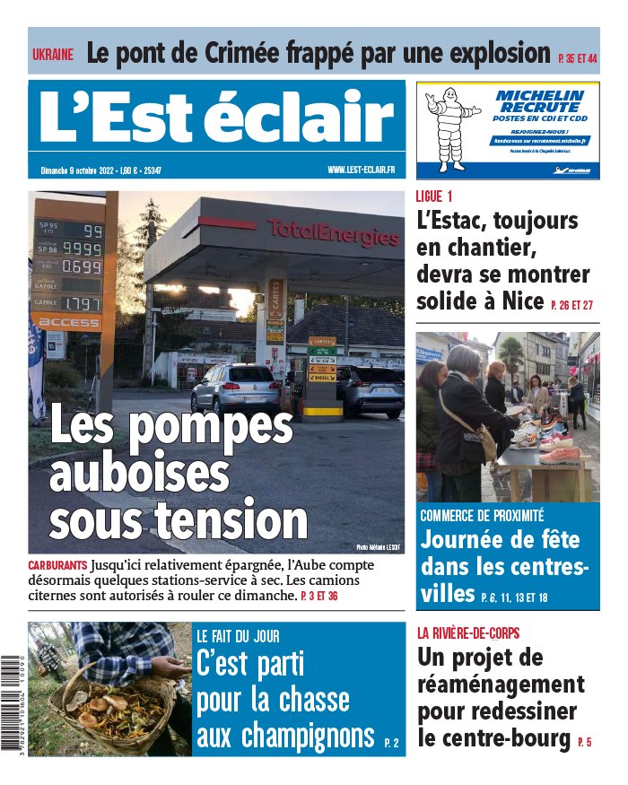 L'Est éclair N°25347 du 09 octobre 2022 à télécharger sur iPad