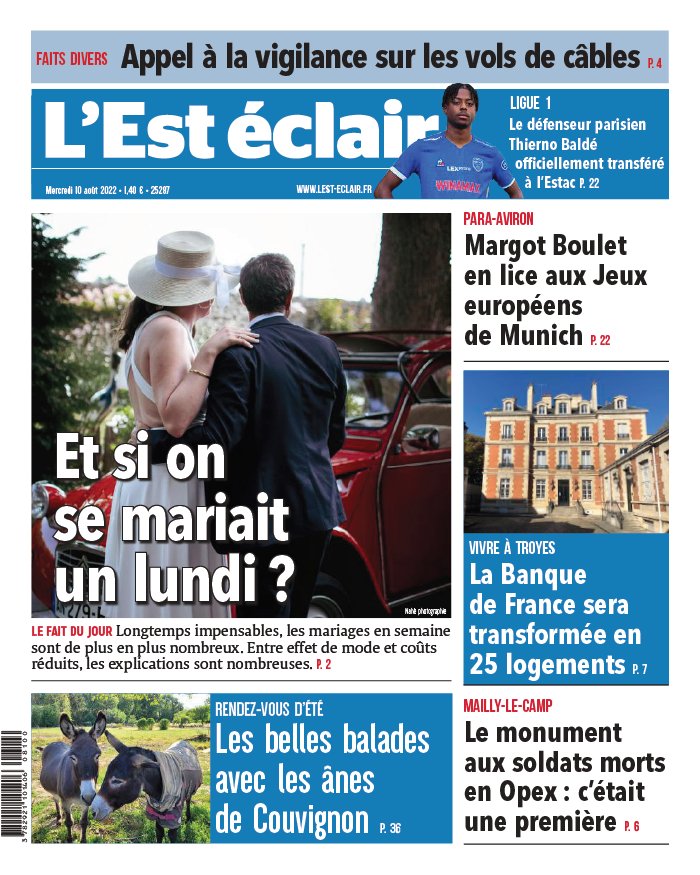 L'Est éclair N°25287 du 10 août 2022 à télécharger sur iPad