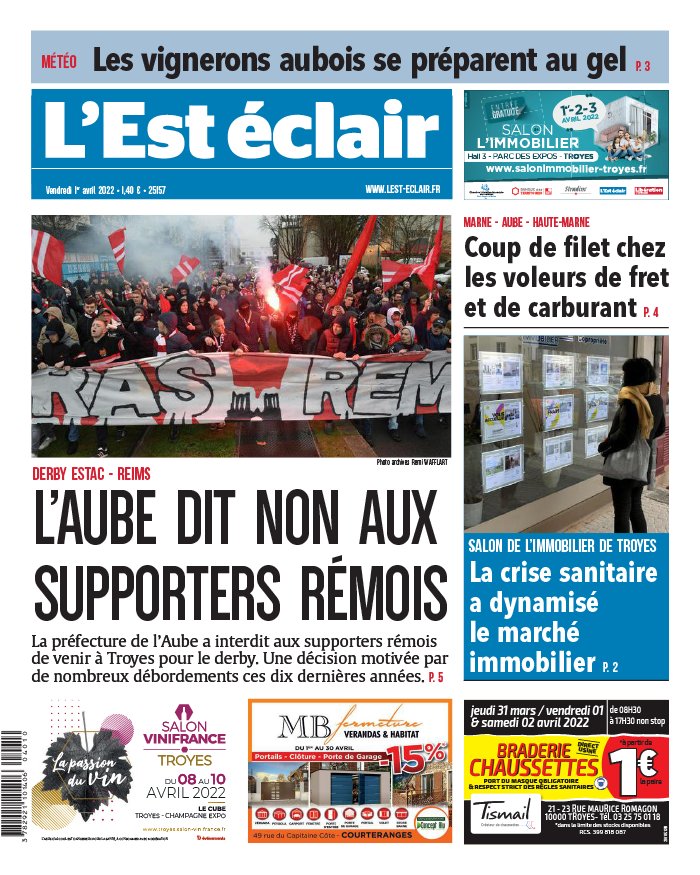 L'Est éclair N°25157 du 01 avril 2022 à télécharger sur iPad