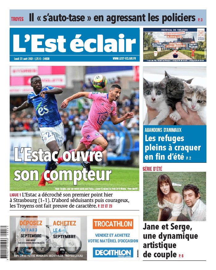 L'Est éclair N°24938 du 23 août 2021 à télécharger sur iPad