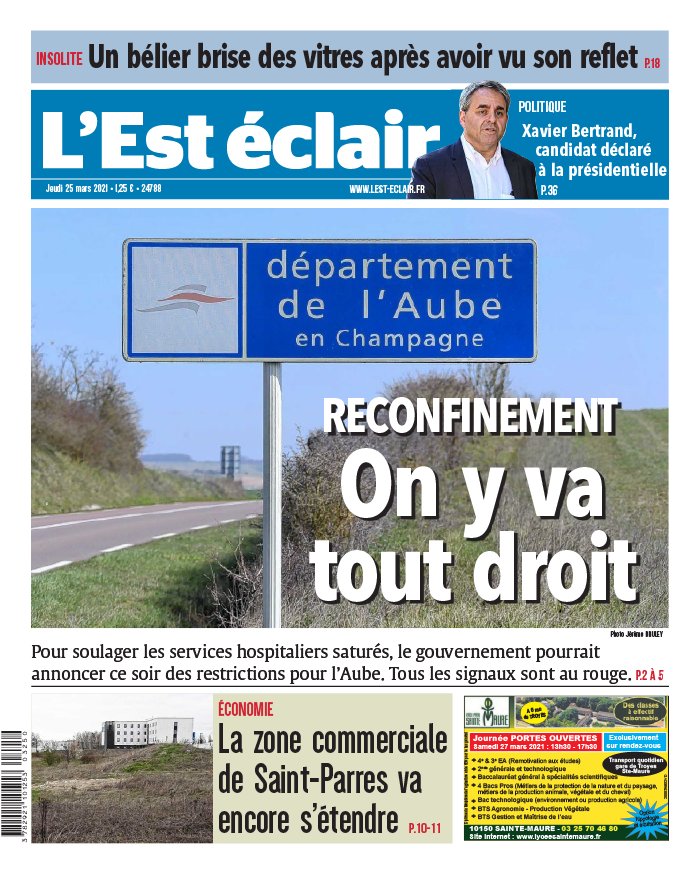 L'Est éclair N°24788 du 25 mars 2021 à télécharger sur iPad