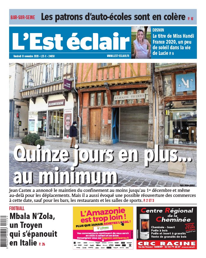 L'Est éclair N°24658 du 13 novembre 2020 à télécharger sur iPad