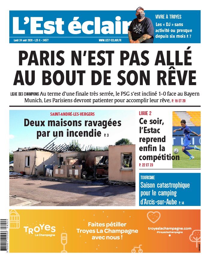 L'Est éclair N°24577 du 24 août 2020 à télécharger sur iPad