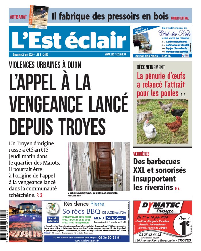 L'Est éclair N°24513 du 21 juin 2020 à télécharger sur iPad