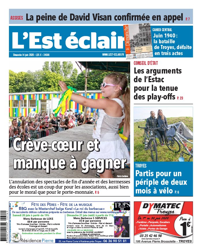 L'Est éclair N°24506 du 14 juin 2020 à télécharger sur iPad