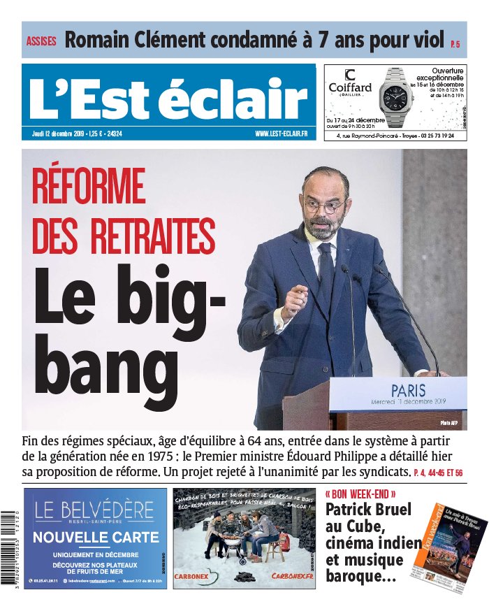 L'Est éclair N°24324 du 12 décembre 2019 à télécharger sur iPad