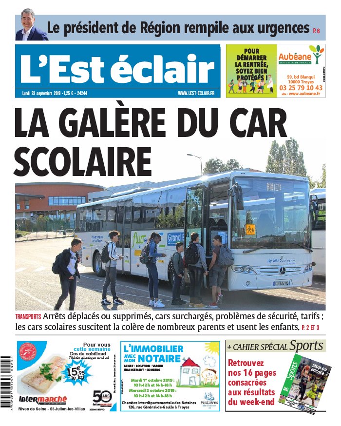 L'Est éclair N°24244 du 23 septembre 2019 à télécharger sur iPad