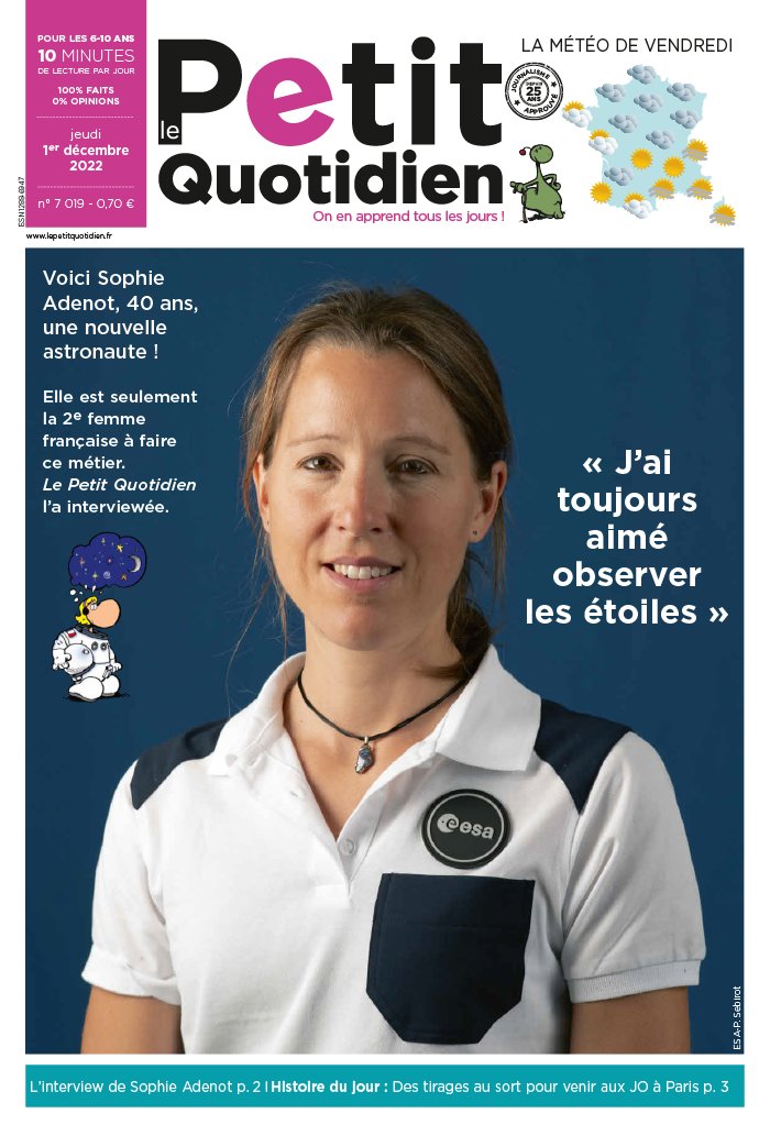 Le Petit Quotidien N°7019 du 01 décembre 2022 à télécharger sur iPad