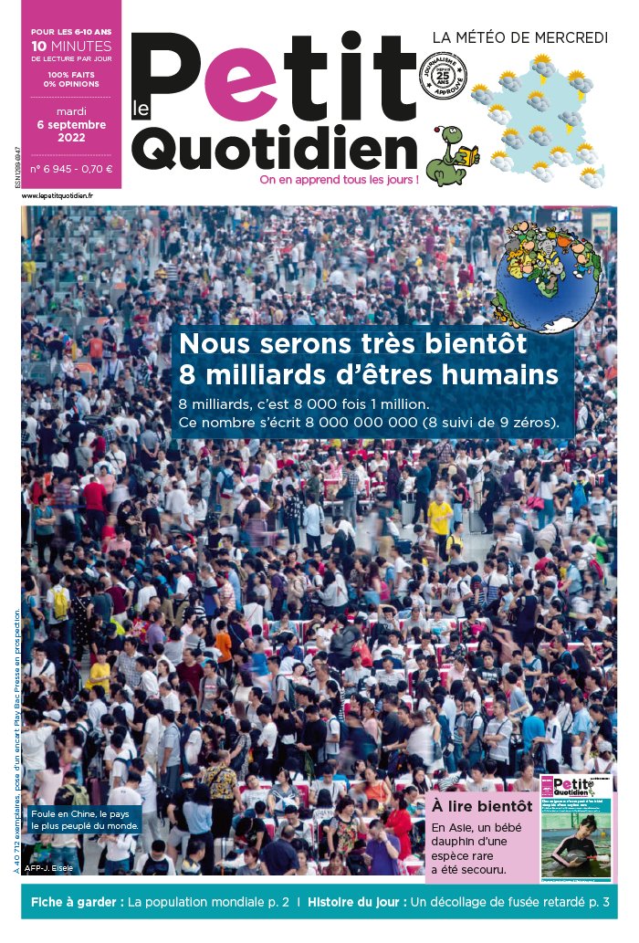 Le Petit Quotidien N°6945 du 06 septembre 2022 à télécharger sur iPad