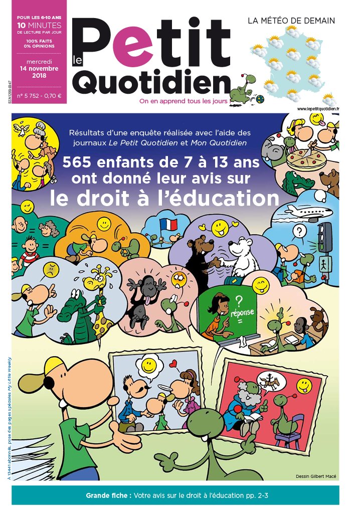 Le Petit Quotidien N°5752 du 14 novembre 2018 à télécharger sur iPad