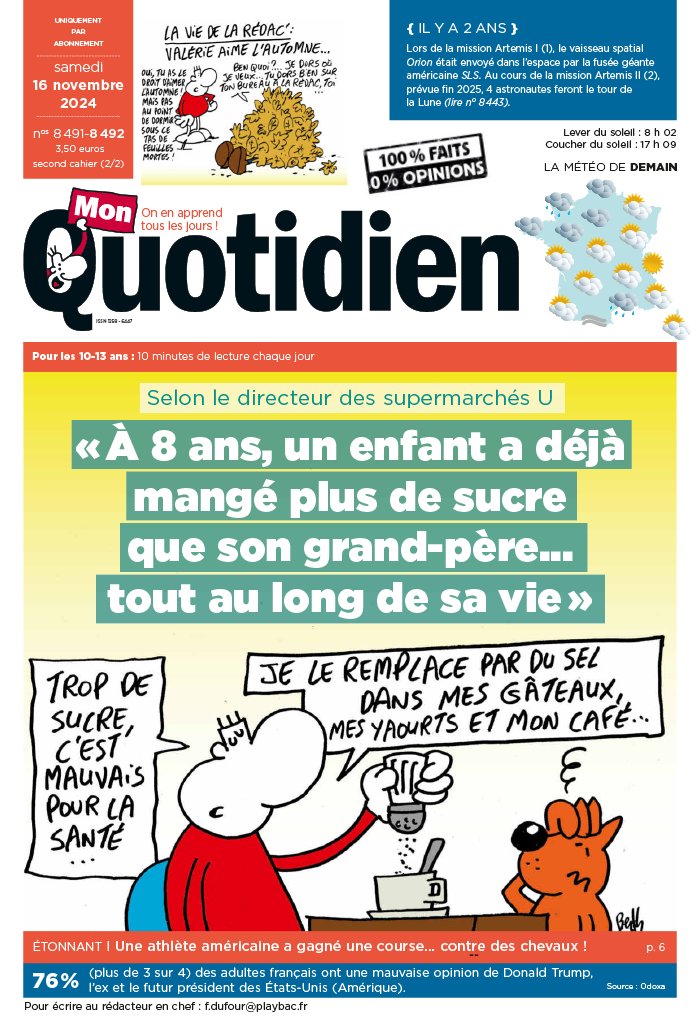 Mon Quotidien N°8492 du 16 novembre 2024 à télécharger sur iPad
