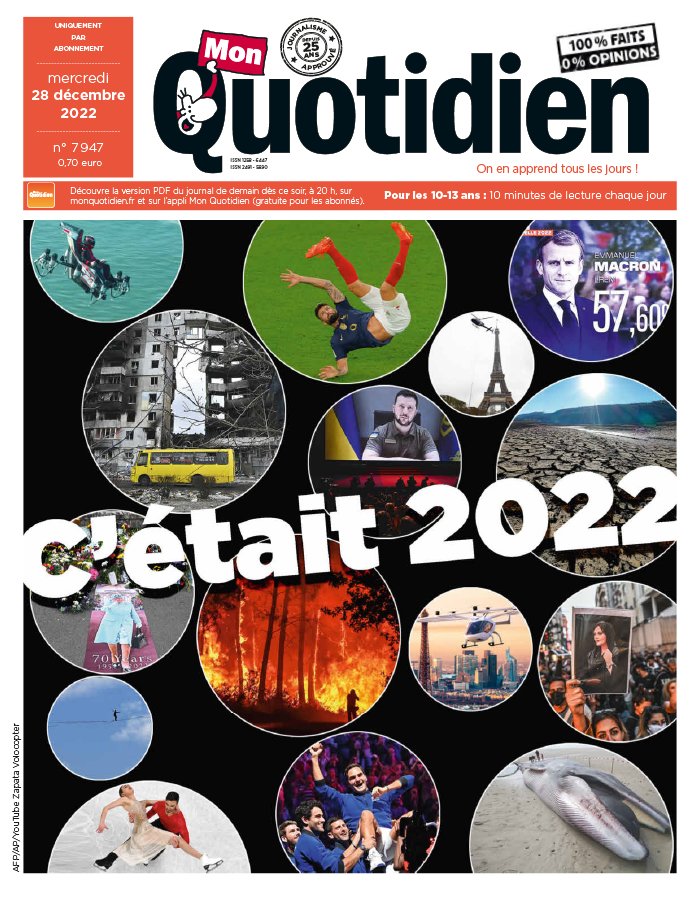 Mon Quotidien N°7947 du 28 décembre 2022 à télécharger sur iPad