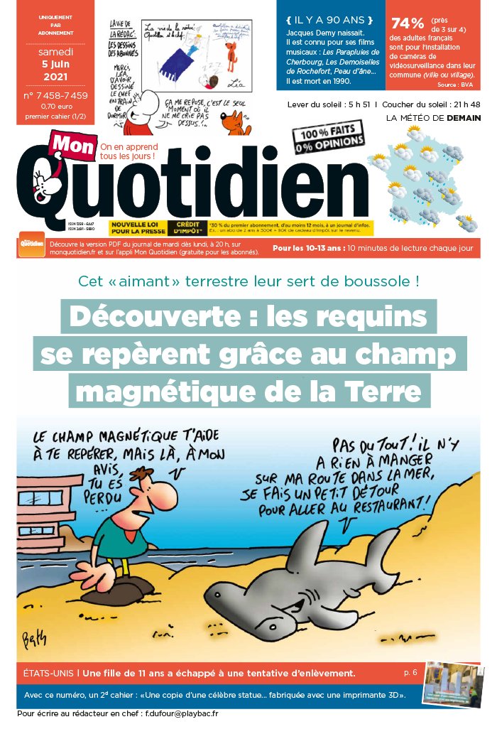 Mon Quotidien N°7458 du 05 juin 2021 à télécharger sur iPad