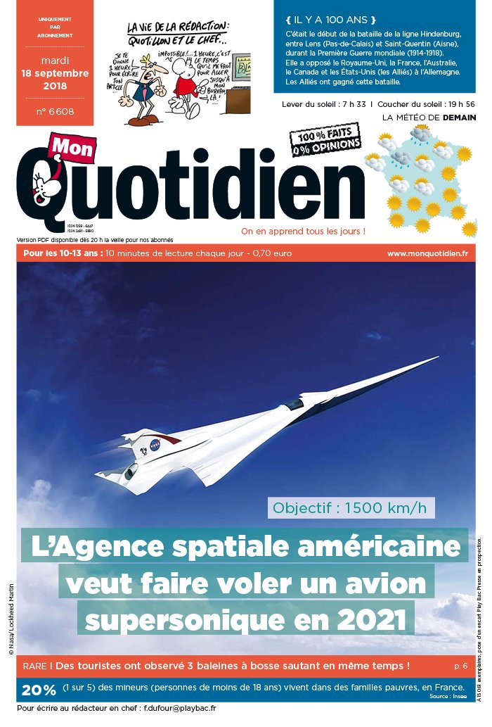 Mon Quotidien N°6608 du 18 septembre 2018 à télécharger sur iPad