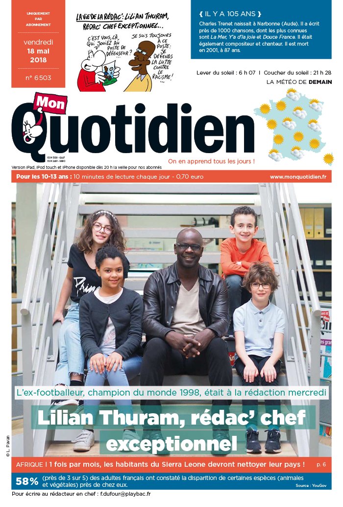 Mon Quotidien N°6503 du 18 mai 2018 à télécharger sur iPad