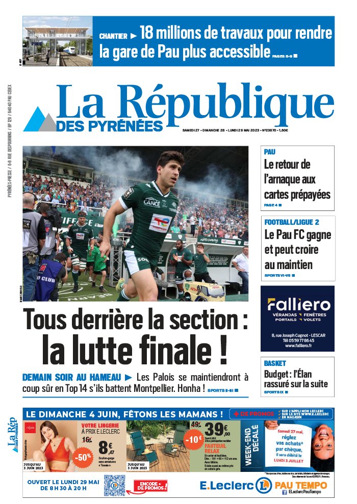 La République Des Pyrénées N°20230527 Du 27 Mai 2023 à Télécharger Sur Ipad
