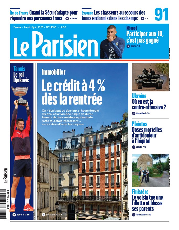 Le Parisien N°20230612 du 12 juin 2023 à télécharger sur iPad