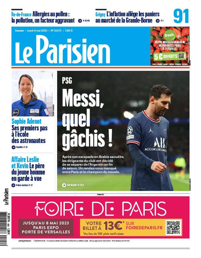 Le Parisien N°20230504 du 04 mai 2023 à télécharger sur iPad