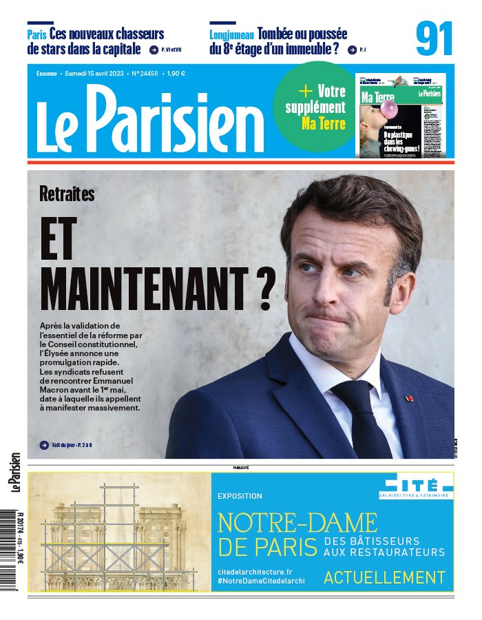 Le Parisien N°20230415 du 15 avril 2023 à télécharger sur iPad