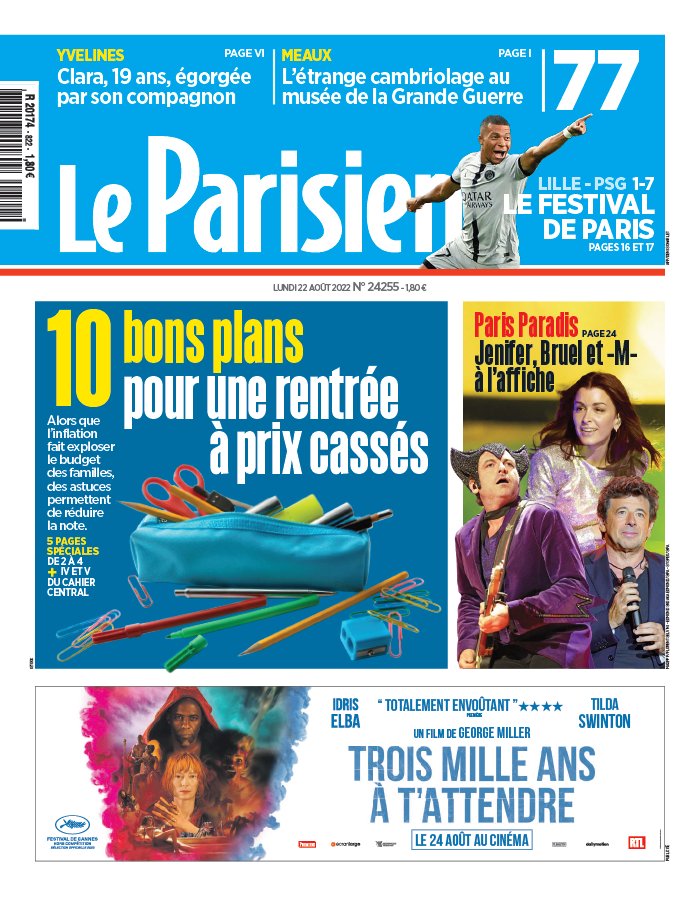 Le Parisien N°20220822 du 22 août 2022 à télécharger sur iPad