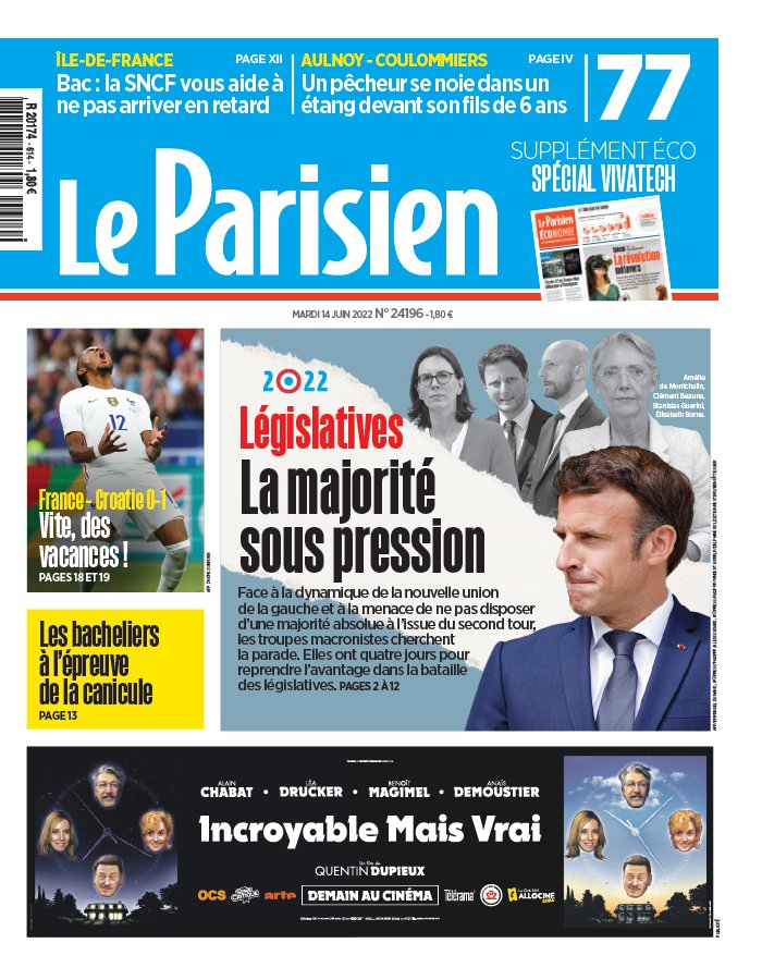 Le Parisien N°20220614 du 14 juin 2022 à télécharger sur iPad