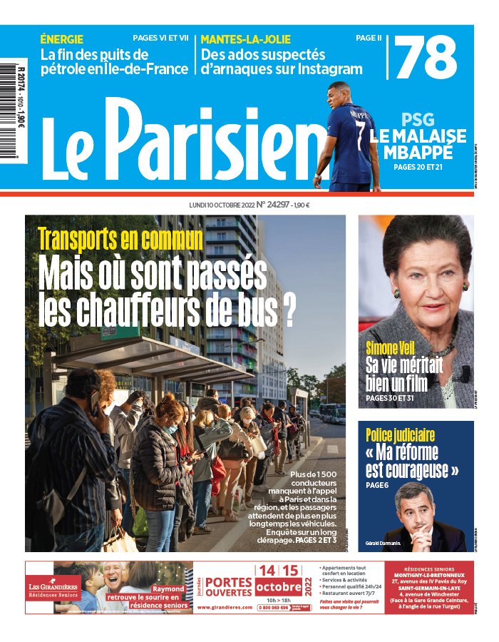 Le Parisien N°20221010 du 10 octobre 2022 à télécharger sur iPad