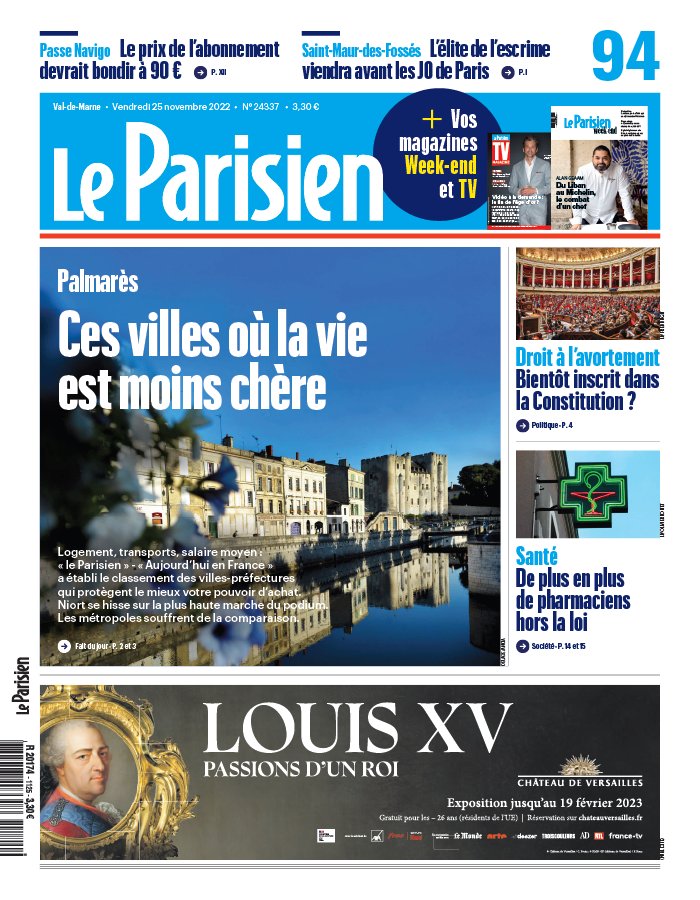 Le Parisien N°20221125 du 25 novembre 2022 à télécharger sur iPad