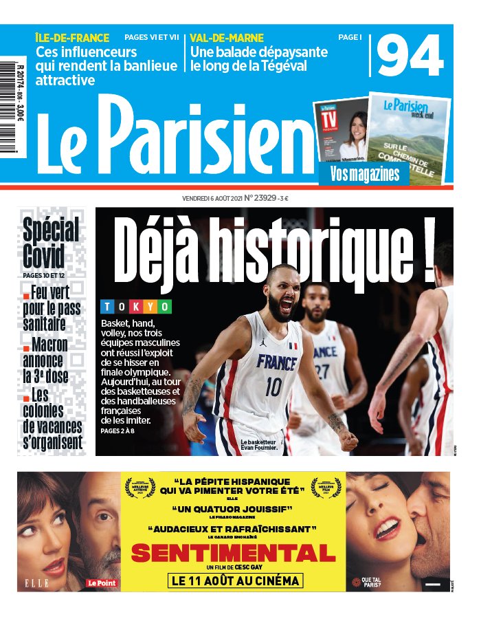 Le Parisien N°20210806 du 06 août 2021 à télécharger sur iPad