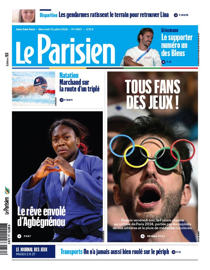 Le Parisien N°20240731 du 31 juillet 2024 à télécharger sur iPad