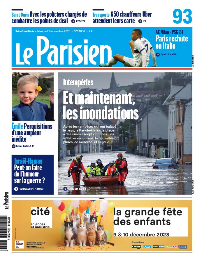 Le Parisien N°20231108 du 08 novembre 2023 à télécharger sur iPad