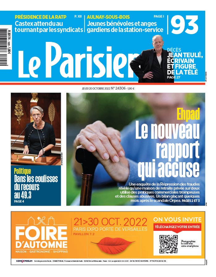 Le Parisien N°20221020 du 20 octobre 2022 à télécharger sur iPad