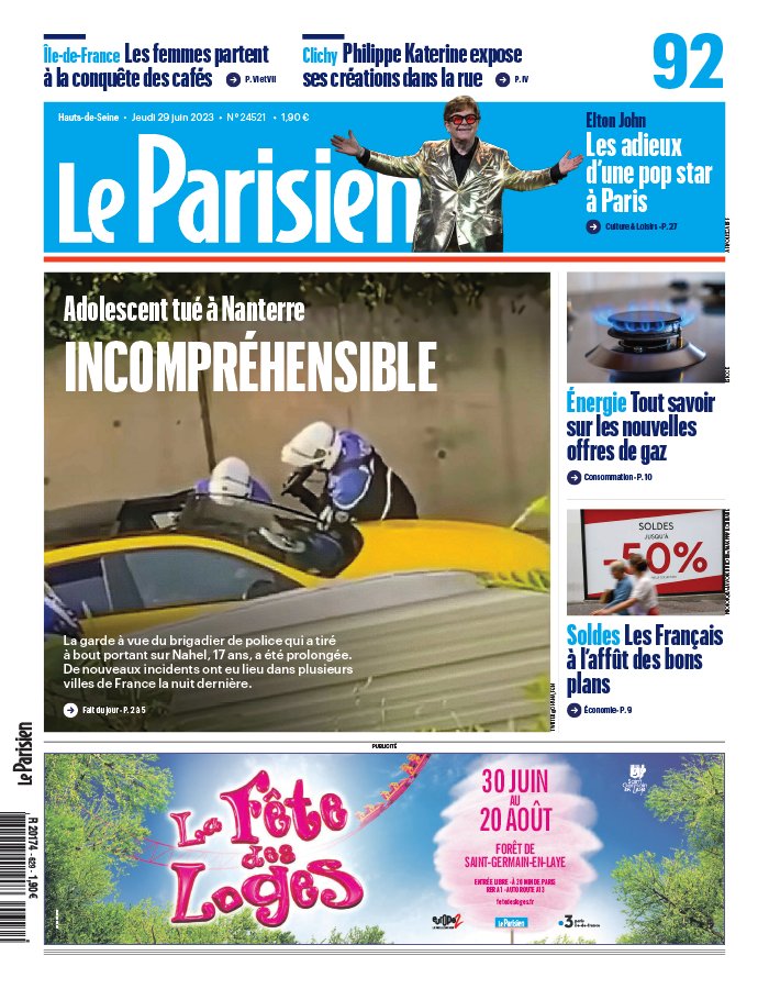 Le Parisien N°20230629 du 29 juin 2023 à télécharger sur iPad