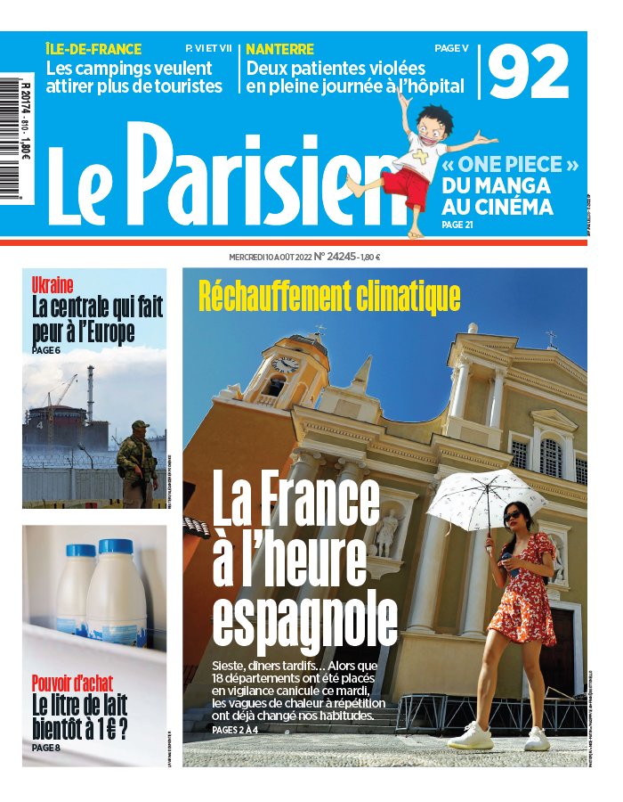 Le Parisien N°20220810 du 10 août 2022 à télécharger sur iPad