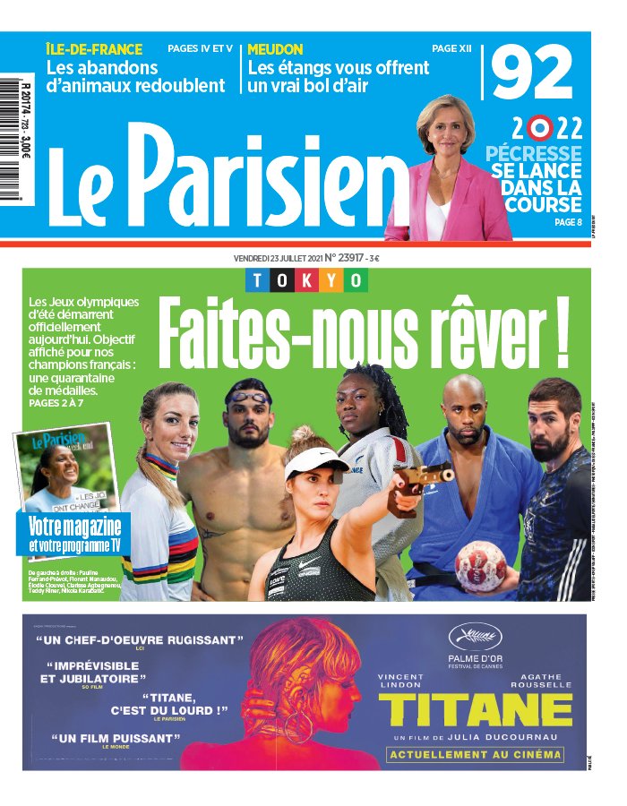 Le Parisien N°20210723 du 23 juillet 2021 à télécharger sur iPad