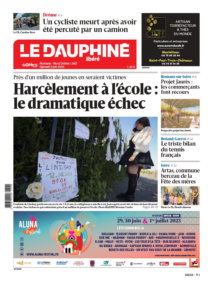 Le Dauphiné Libéré N°20230603 du 03 juin 2023 à télécharger sur iPad