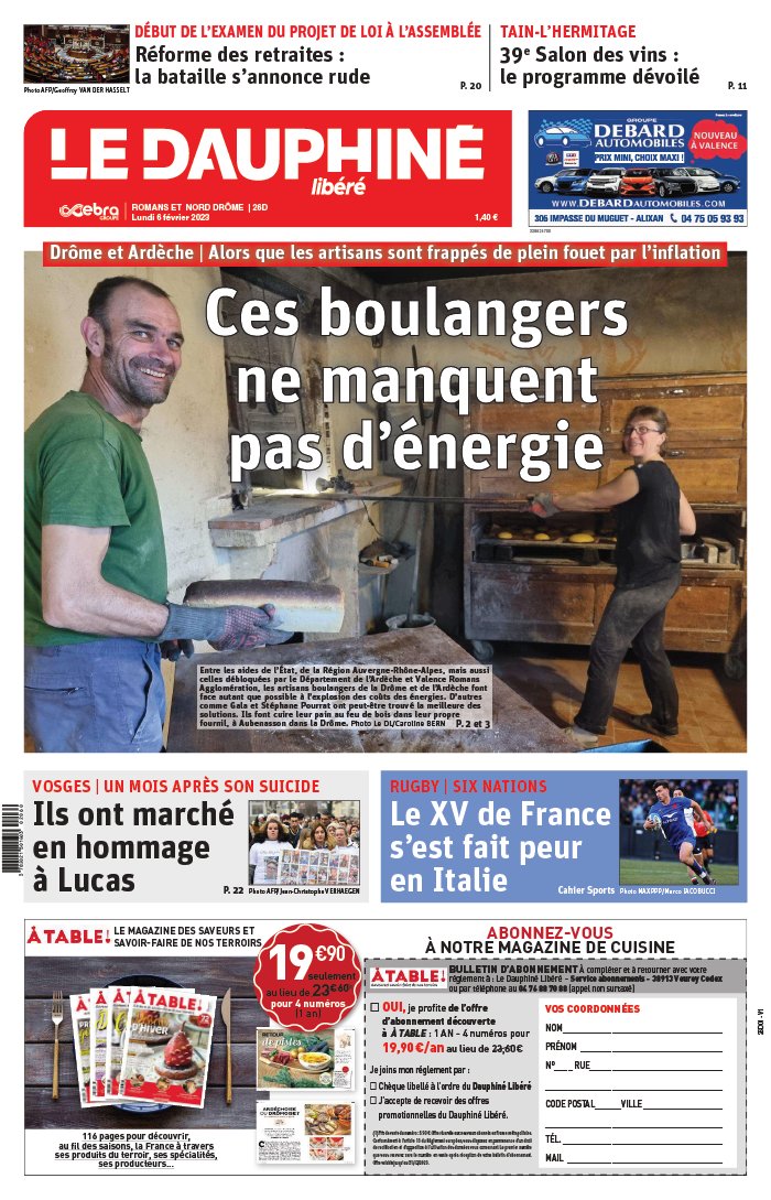 Le Dauphiné Libéré N°20230206 du 06 février 2023 à télécharger sur iPad