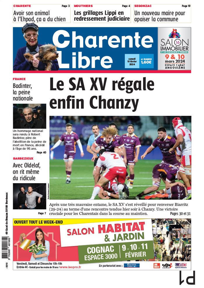Charente Libre N°24600 du 10 février 2024 à télécharger sur iPad