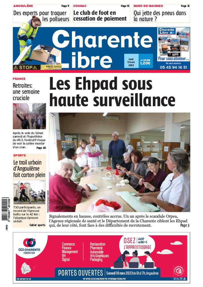 Charente Libre N°24314 du 13 mars 2023 à télécharger sur iPad