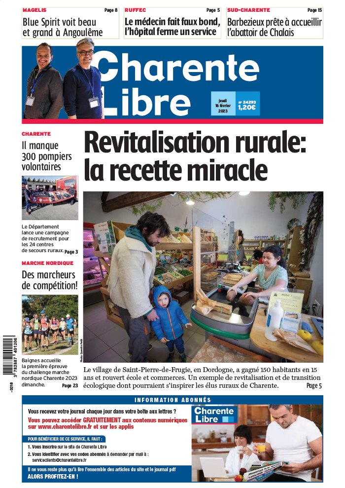 Charente Libre N°24293 du 16 février 2023 à télécharger sur iPad