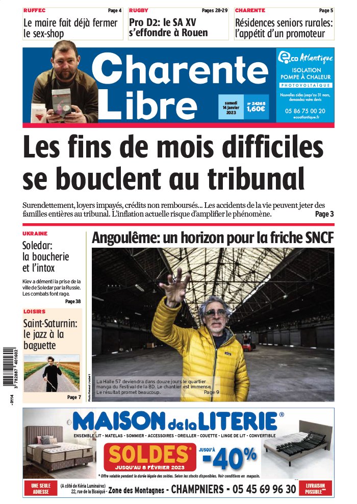 Charente Libre N°24265 du 14 janvier 2023 à télécharger sur iPad Charente Libre N°24265 du 14 janvier 2023 à télécharger sur iPad