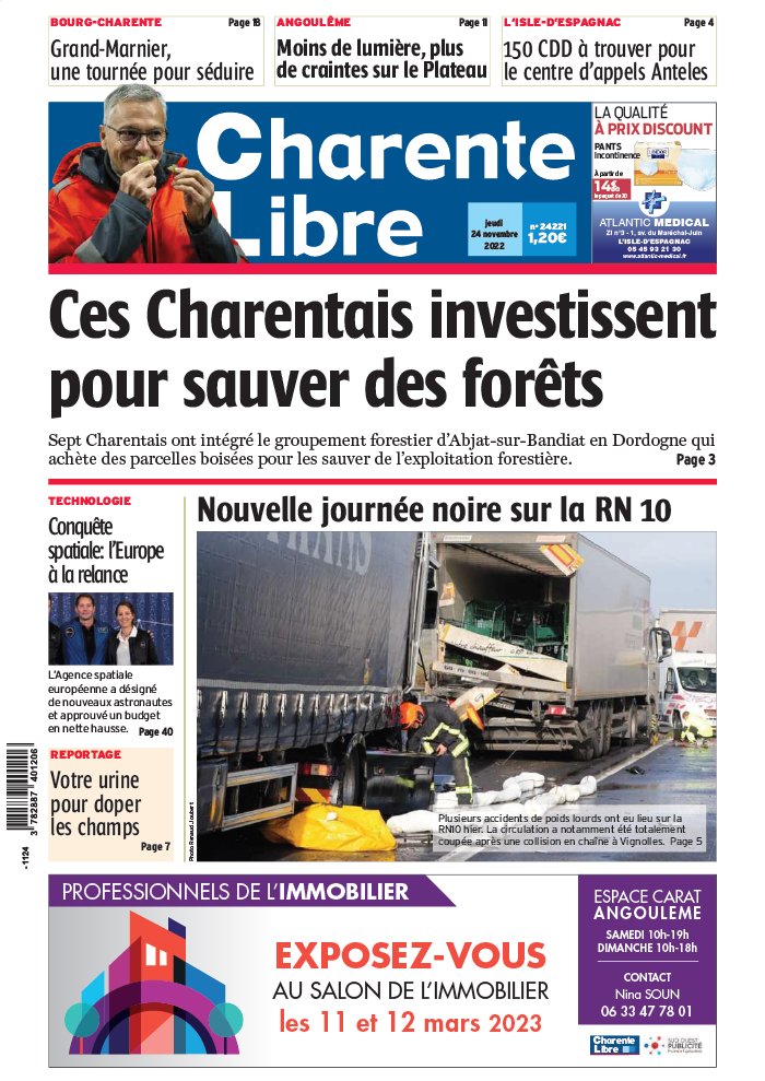 Charente Libre N°24221 du 24 novembre 2022 à télécharger sur iPad