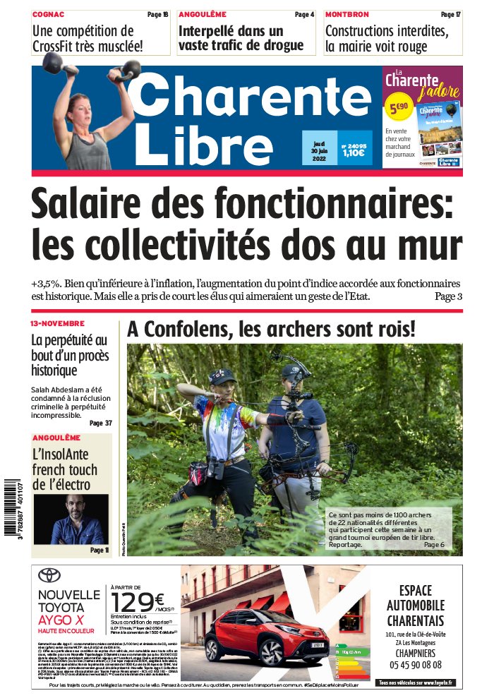 Charente Libre N°24095 du 30 juin 2022 à télécharger sur iPad