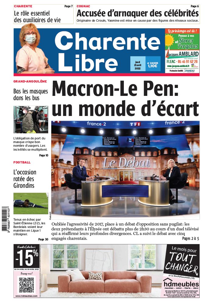 Charente Libre N°24035 du 21 avril 2022 à télécharger sur iPad