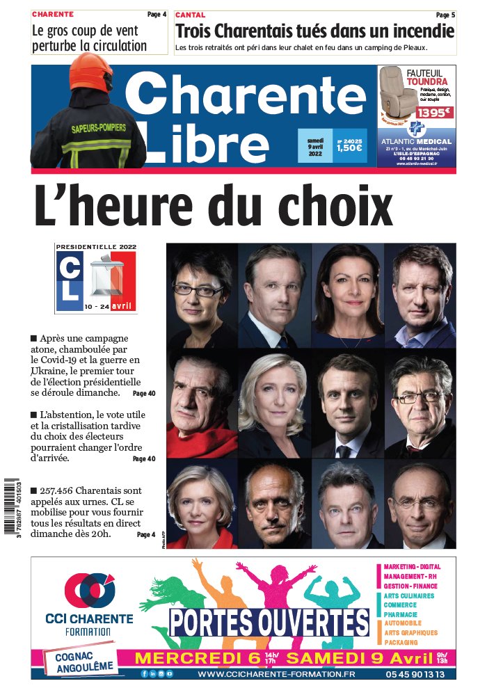 Charente Libre N°24025 du 09 avril 2022 à télécharger sur iPad