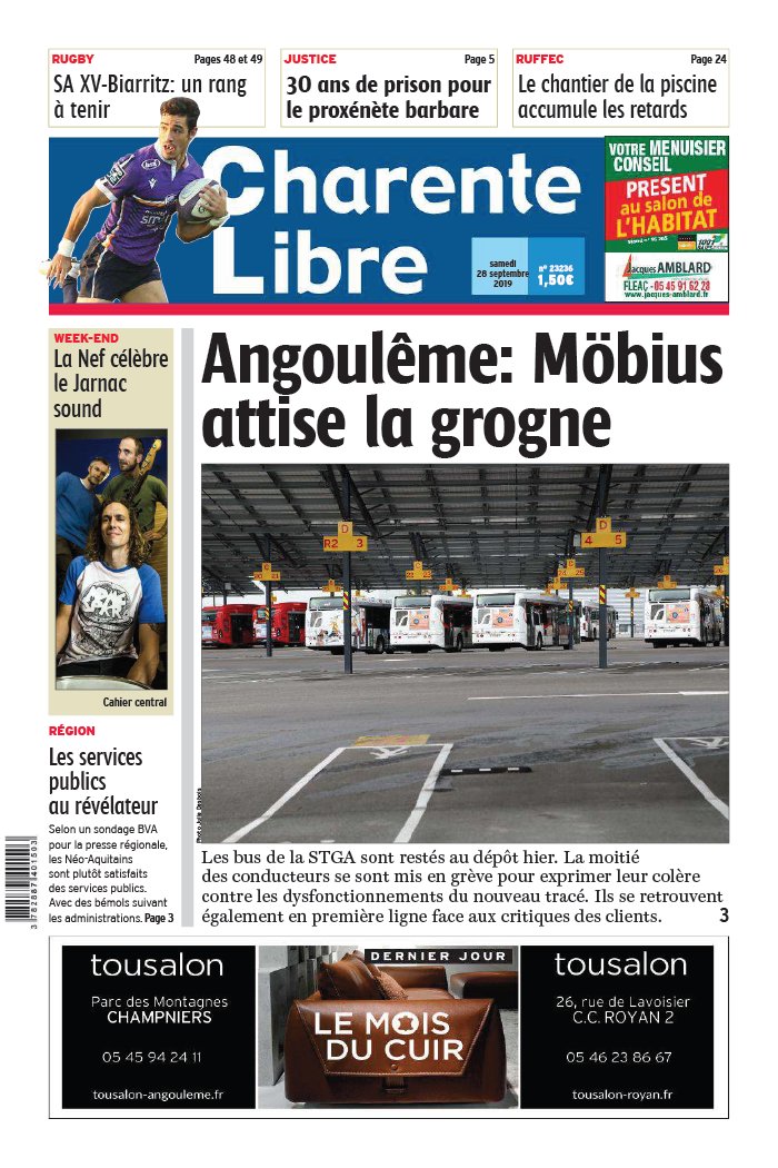 Charente Libre N°23236 du 28 septembre 2019 à télécharger sur iPad