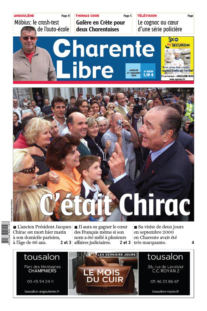 Charente Libre N°23235 du 27 septembre 2019 à télécharger sur iPad