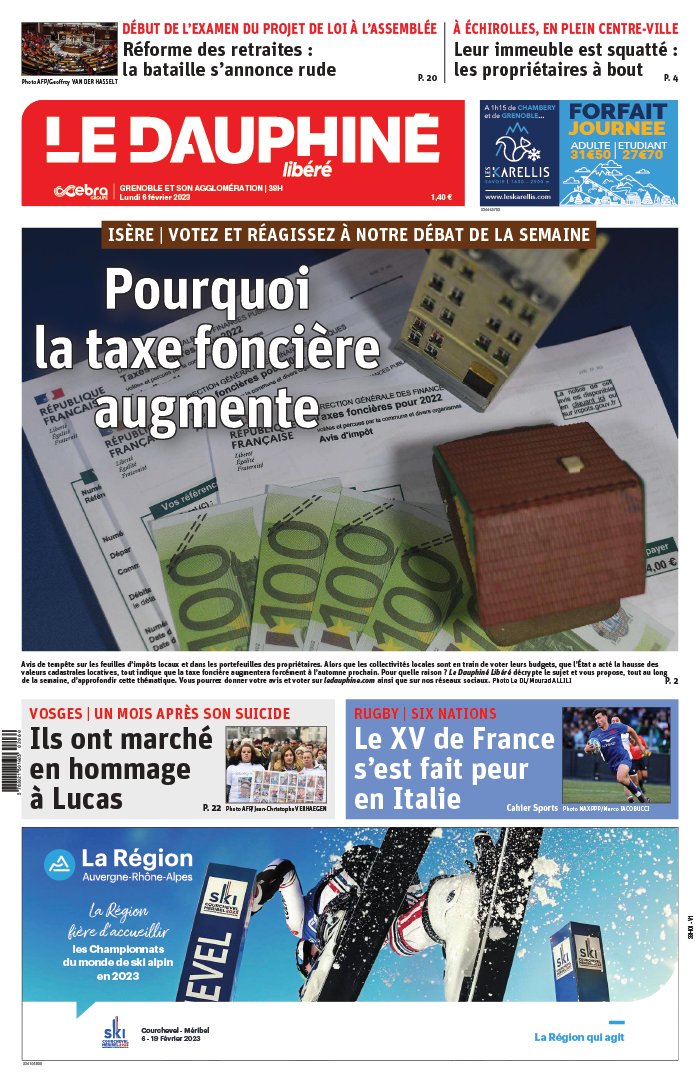 Le Dauphiné Libéré N°20230206 du 06 février 2023 à télécharger sur iPad